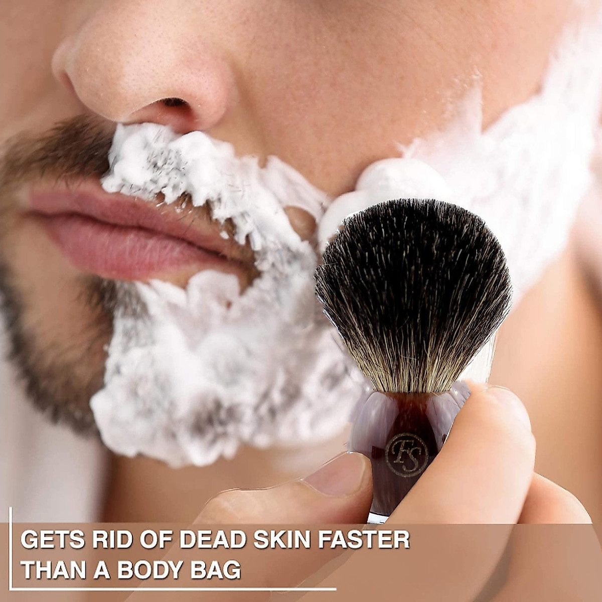 Shaving Brush for Men,Frank FS shaving Pure Badger Chrome Metal Brushes for Professional Shaving Gift to Father Husband(knot size 20mm)