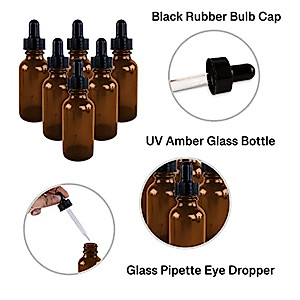 Super Z Outlet 1oz Glass Bottles with Glass Eye Dropper Dispenser for Essential Oils, Kitchen Tools, Chemistry Lab Chemicals, Colognes & Perfumes (6 Pack)(Amber)