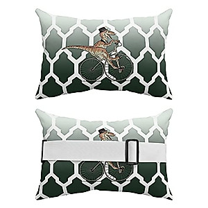 Recliner Head Pillow Ledge Loungers Chair Pillows with Insert Dinosaur with Moroccan Texture Sage Green Gradient Lumbar Pillow with Adjustable Strap Patio Garden Cushion for Sofa Bench Couch, 2 PCS