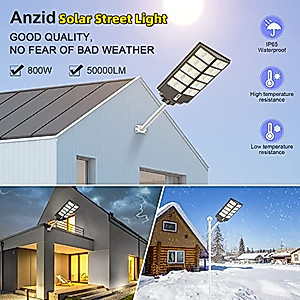 Anzid 800W Solar Street Lights Outdoor,LED Security Flood Lights Motion Sensor Waterproof,Dusk to Dawn Solar Lamp with Remote Control Bracket for Garden Yard Path Parking Lot (watts, 800)