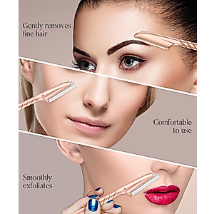 ennva Eyebrow Razor for Women-Eyebrow Trimmer Dermaplaning Tool-Ergonomic Eyebrow Shaper & Facial Razor for Peach Fuzz-Exfoliating Face Razor for Eyebrows-Eye Brow Shaver Razors w/7 Blades- Rose Gold