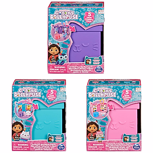 Gabby's Dollhouse, 3 Clip-On Playsets, with Cakey, Baby Box and Mercat Toy Figures and Dollhouse Accessories, Kids Toys for Ages 3 and Up