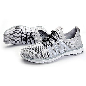 SUOKENI Men's Quick Drying Slip On Water Shoes for Beach or Water Sports LightGray,Size:US 13/EU 47