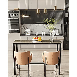 Teraves Bar Table with Solid Metal Frame,Counter Height Table Kitchen Bar Table for Dining Room,Living Room (47.24", Black Oak)