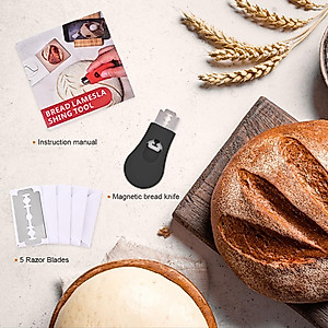 TLPCRKI Bread Lame, Extractable & Magnetic Bread Lame Dough Scoring Tool, Bread Scorer with 5 Razor Blades, Sourdough Scoring Tool for Sourdough Bread baking & Bread Making Tools(Black)
