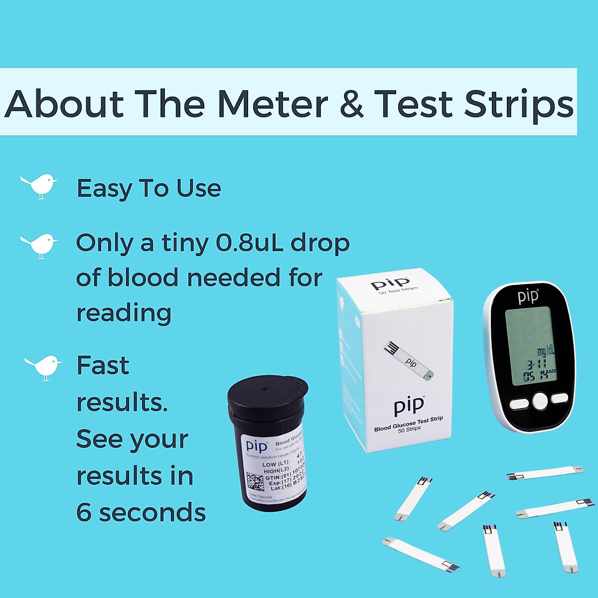 Pip Complete Kit | 1 Meter, 50 Test Strips, 50 Lancets