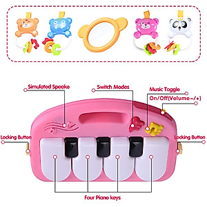 Baby Play Mat Activity Gym with Kick Piano Keyboard, Baby Jungle Gym Mat Designed with Colorful and Detachable Baby Toys in Activity Center for Tummy Time Boys and Girls Aged 0 to 3 to 12 Months