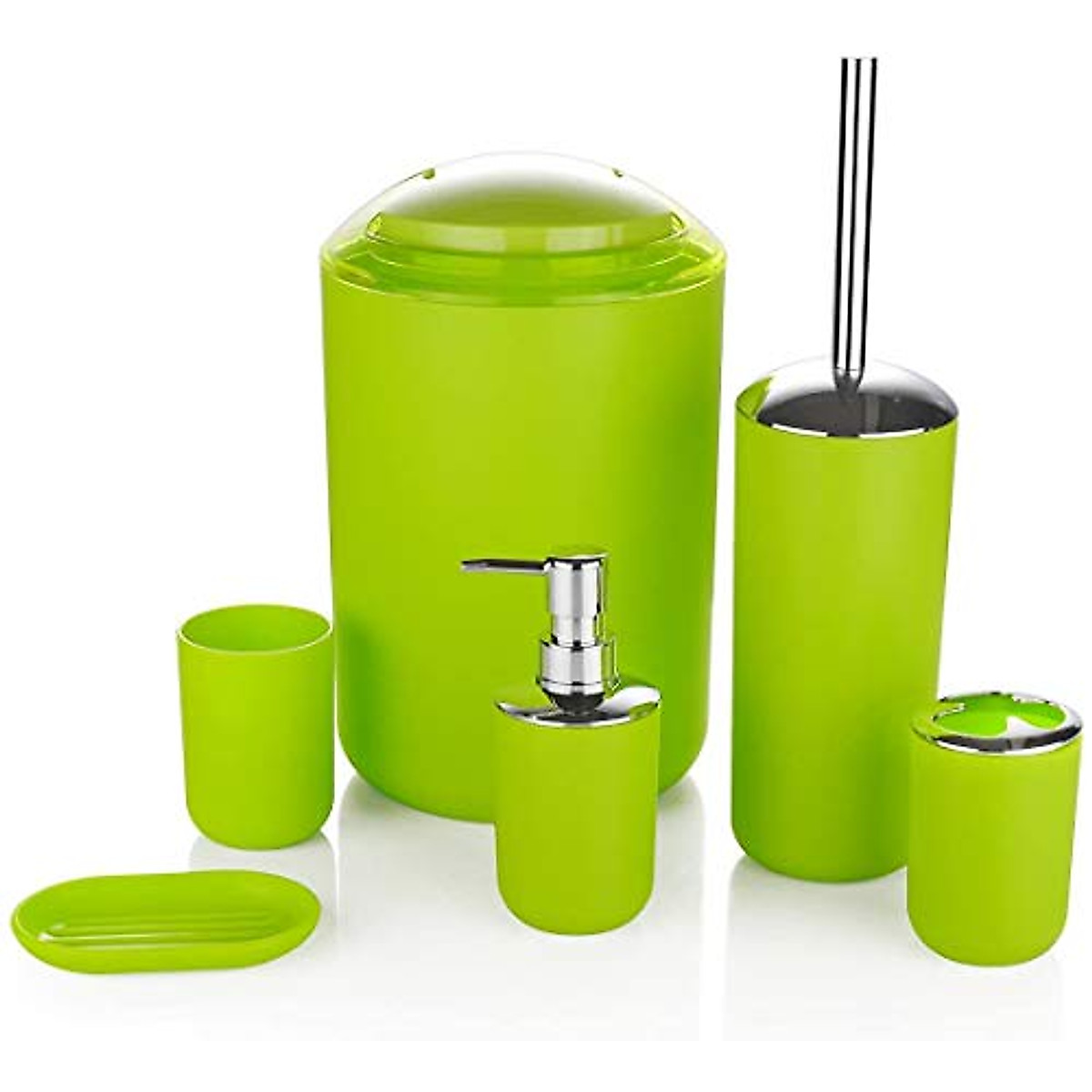 GangZhENgSd Bathroom Accessories Set 6 Piece Bathroom Accessories Set Includes Soap Dispenser, Toothbrush Holder, Toothbrush Cup, Soap Dish for Decorative Countertop and Housewarming Gift, Green