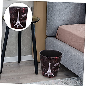 BUGUUYO Vintage Style 13 Gallon Faux Leather Trash Can with Lid for Home, Office, Kitchen