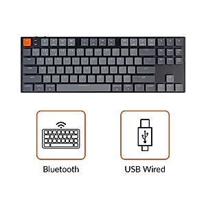 Keychron K1, Tenkeyless Layout 87 Keys Ultra-Slim Bluetooth Wireless/USB Wired Mechanical Keyboard with Low-Profile Gateron Red Switch White LED Backlight Compatible with Mac Windows-Version 5