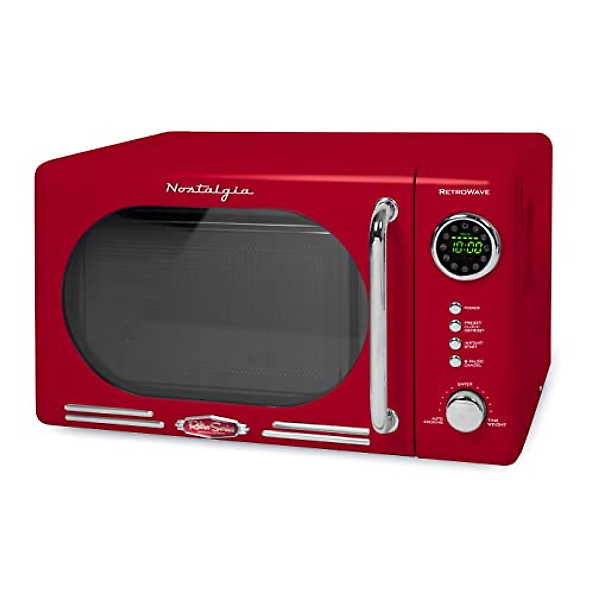 Nostalgia Retro Compact Countertop Microwave Oven, 0.7 Cu. Ft. 700-Watts with LED Digital Display, Child Lock, Red & WK17RR Retro Stainless Steel Electric Water Kettle, Holds 1.7 Liters, retro red