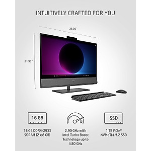 HP Envy All-in-One PC, NVIDIA GeForce GTX 1650, 10th Gen Intel Core i7-10700 Processor, 16 GB RAM, 1 TB SSD Storage, 31.5” 4K UHD Display, Wide-Color-Gamut & 600 nits Peak Brightness (32-a1010, 2021)