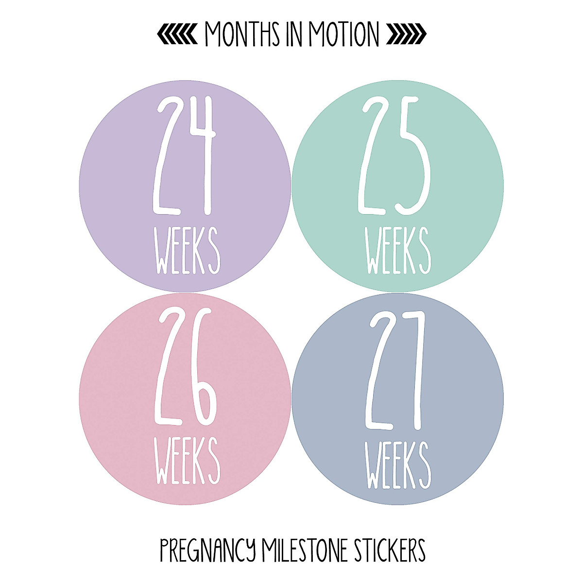 Months In Motion Weekly Pregnancy Growth Sticker | Week to Week Pregnant Expecting Photo Prop | Maternity Keepsake | Baby Bump | Weekly Stickers Photo (Set of 36 Stickers)