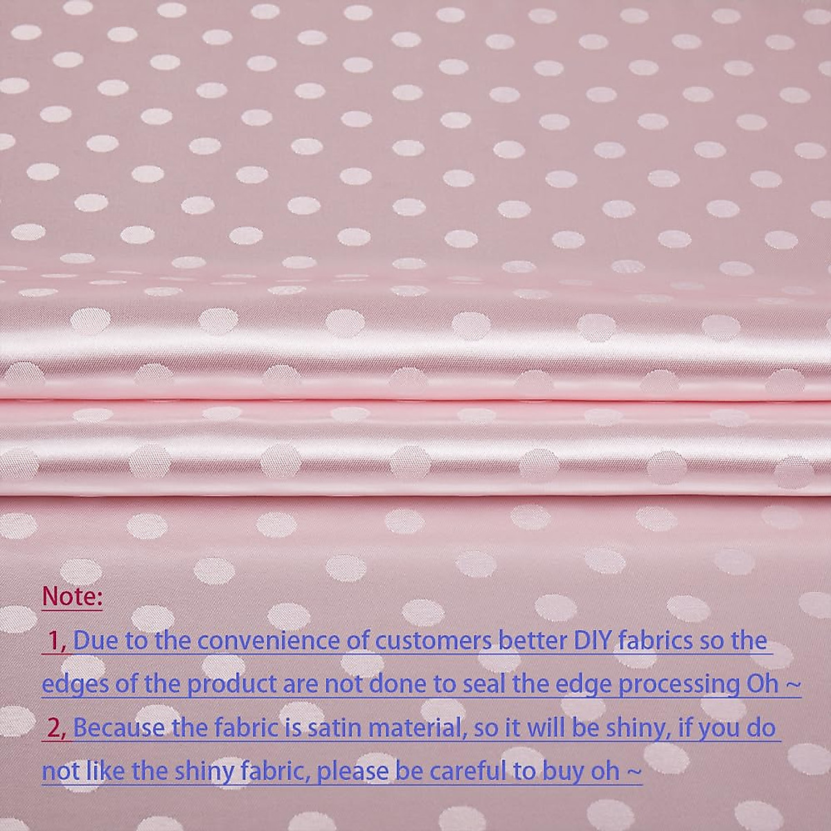 MaiMaiSuan 60’’ Wide Blush Pink Polka Dot Satin Jacquard Fabric by The Yard Soft Shiny Silky Satin Fabric for Sewing, DIY Crafts, Costumes,Decoration,Bridal Dress,1 Yard