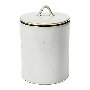 Creative Co-Op Stoneware Food Storage Container with Reactive Glaze Canister, White