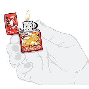 Zippo Kimono Design Red Matte Pocket Lighter