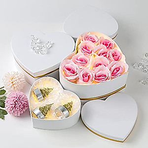 Oairse White Gift Boxes with Lids for Present Heart Shaped Flower Boxes for Arrangements Set of 4 Floral Gift Boxes for Bridesmaid, Proposal, Wedding, Birthday, Baby Showers