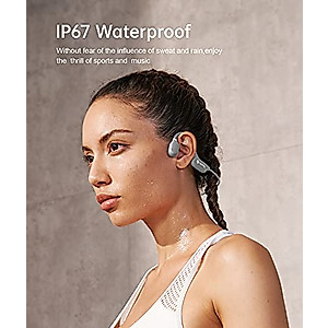 Wireless Bluetooth Headphones, SANAG Open Ear Sport Headphones with Mic, Music Phone Call IP67 Sweat-Resistant Bluetooth Headset for Outdoor Activities, Working, Gym, Christmas Gift Grey