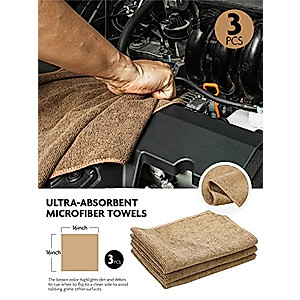 Fantasticlean 9PCS Car Interior Detailing Set, Microfiber Cloth & Applicator, Detailing Brushes, Natural Bristles, Scratch-Free & Ultra-Soft for Seats Leather Care or Cleaning