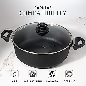 Swiss Diamond 11" (5.3 Qt) Braiser HD Nonstick Diamond Coated Aluminum Braiser, Includes Lid - Dishwasher Safe and Oven Safe Braiser, Grey