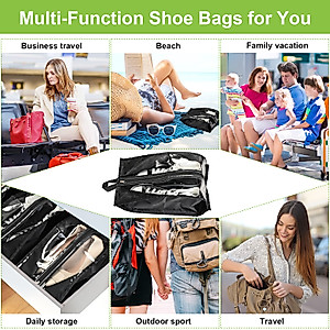 12 Pieces Shoe Bags for Travel Large Shoe Organizer for Men Women Waterproof Portable Shoe Bags with Sturdy Zipper for Travel Home Luggage Handbag, Black, 7.9 x 15.7 Inch