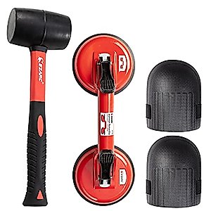 EZARC Floor Gap Fixer Tool, Laminate Flooring Gap Repair Kit Include Heavy Duty Double Aluminum Suction Cup, Rubber Mallet and Foam (Can't use on Scraped Surface Floor)