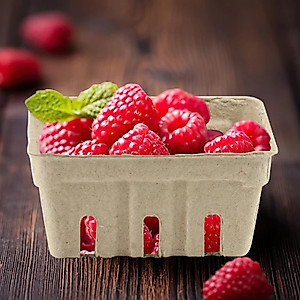Tamnjvrr 30 Pack Natural Pulp Fiber Berry Basket, Small Molded Produce Vented Basket Kitchen Supplies for Strawberry Blueberry Raspberry Vegetable Produce Vented Container Farmer Market Grocery