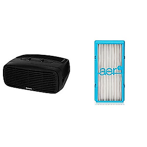 Holmes Desktop HEPA-Type, 3 Speeds plus Optional Ionizer small Air Purifier, HAP242B-U, Black & HAPF30AT Air Filter, Pack of 1, White