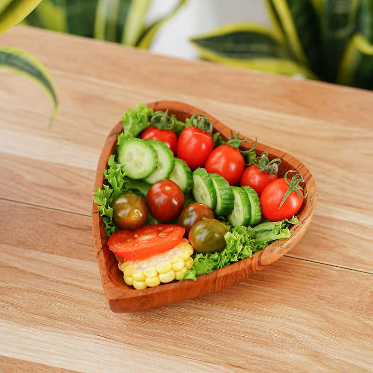 Rainforest Bowls Set of 2 Javanese Teak Wood Heart Bowls- 5" Diameter- Perfect for Daily Use, Hot & Cold Friendly, Ultra-Durable- Exclusive Luxury Custom Design Handcrafted by Indonesian Artisans