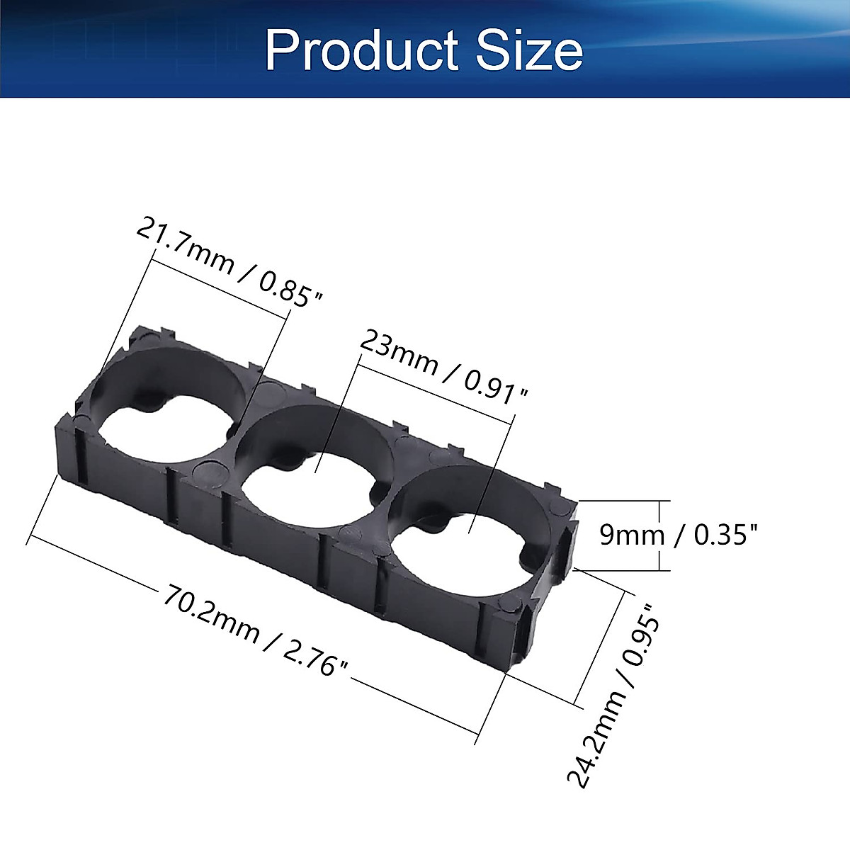 Bettomshin 50Pcs 21700 Lithium Battery Holder, Lithium Cell Spacer Triple Battery Holder Bracket Battery Pack Bracket for DIY Fixed Battery 21.7mm Hole Dia