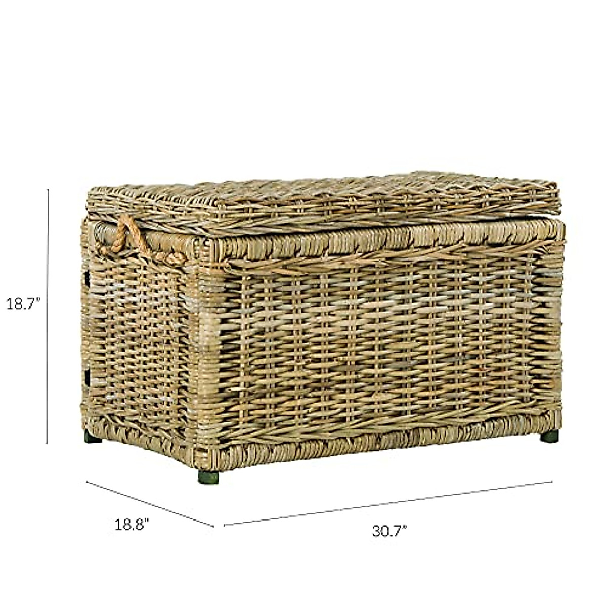 happimess HPM9003B Jacob 30" Wicker Storage Trunk, Collapsible for flat storage, Rattan-Kubusoft Gray, Coastal for Office, Dorm Room-LivingRoom, Bedroom, Dining Room, Natural