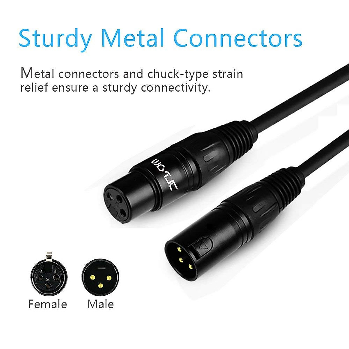 25 ft Flexible DMX Cable, JLPOW Gold-Plated 3 Pin Signal XLR Male to Female DMX Cable Wire, Best for DJ Stage Lighting Moving Head Lights Par Light (4 Pack)