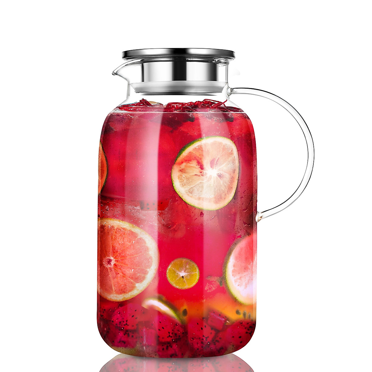 Glass Pitcher，85oz/2500ml Jug with Lid,Glass Carafe for Hot/Cold Water, Iced Tea Pitcher, Pitcher for Coffee