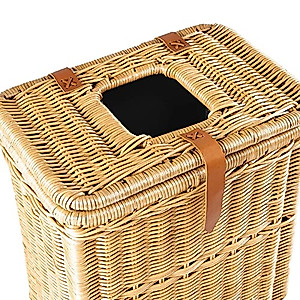 The Basket Lady Drop-in Wicker Rectangular Trash Basket with Metal Liner, 20 in L x 13 in W x 24 in H, Antique Walnut Brown