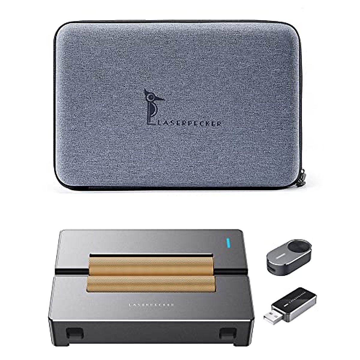 LaserPecker Rotary Module, Laser Engraver Accessories Third Axis Roller + Bluetooth Dongle + Batch Engraving Button + Roller Box, Expand Multiple Engraving Modes for LP2/LP3 Versatile Electric Roller