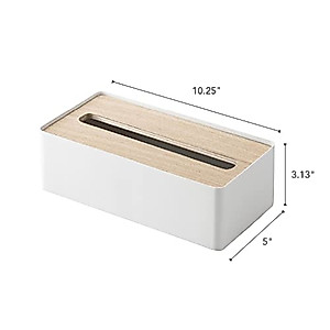YAMAZAKI home Rin Tissue Case with A Lid, Natural, Short