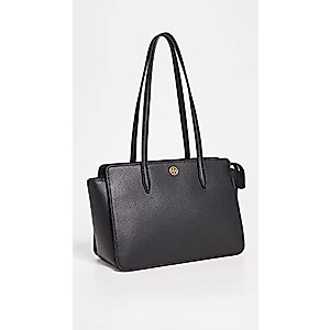 Tory Burch Women's Robinson Pebbled Small Tote, Black, One Size