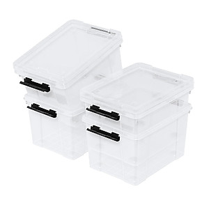 Yesdate 4 Pack 22 Quart Latch Box, Clear Home Organization Containers Bin with Lid, Buckle Up Storage Box Set