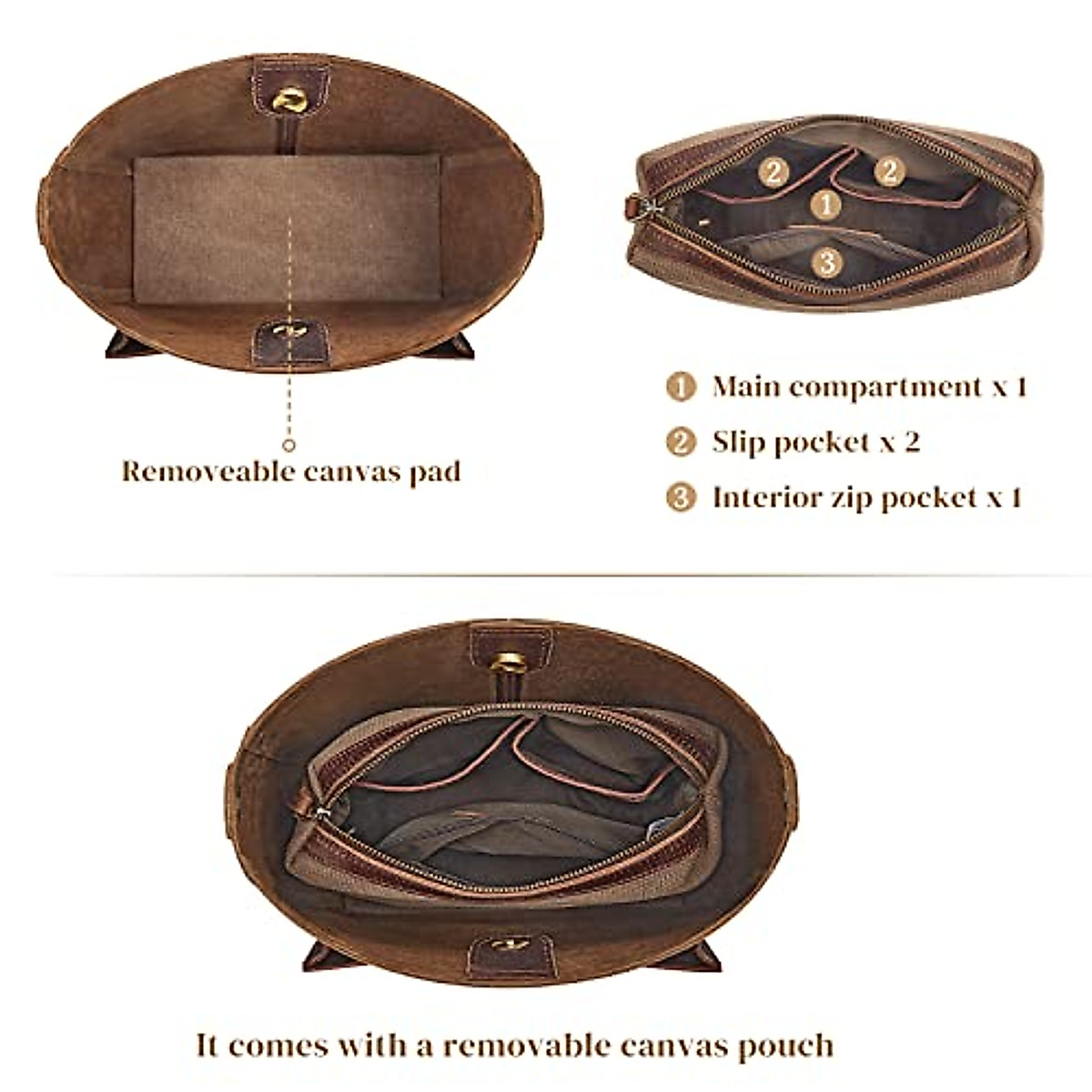 S-ZONE Women Genuine Leather Hobo Bag Crossbody Bucket Purse Vintage Shoulder Handbag with Woven Strap