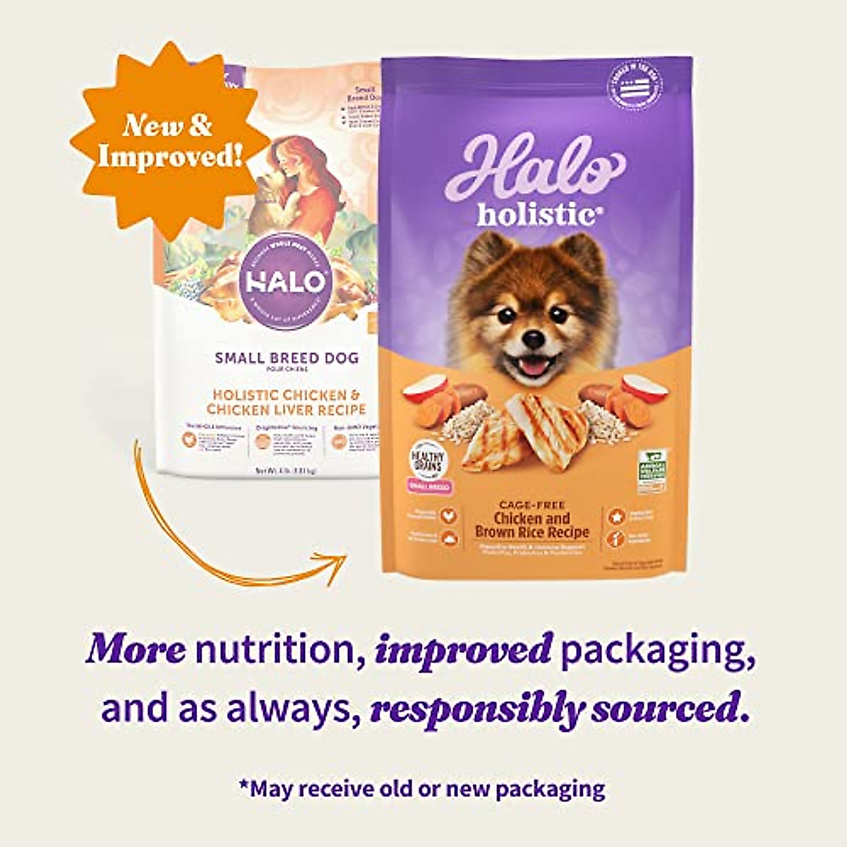 Halo Holistic Dog Food, Complete Digestive Health Cage-Free Chicken and Brown Rice Recipe, Dry Dog Food Bag, Small Breed Formula, 10-lb Bag
