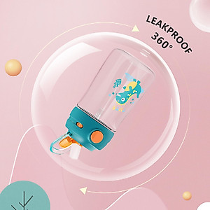 Sunday Merry Water Bottle with Straw, Leak Proof and Portable Plastic Water Bottle,Tritan BPA-Free, Sports Drink Bottle Design for Children, Adults, Cycling, School & Office, 420ml