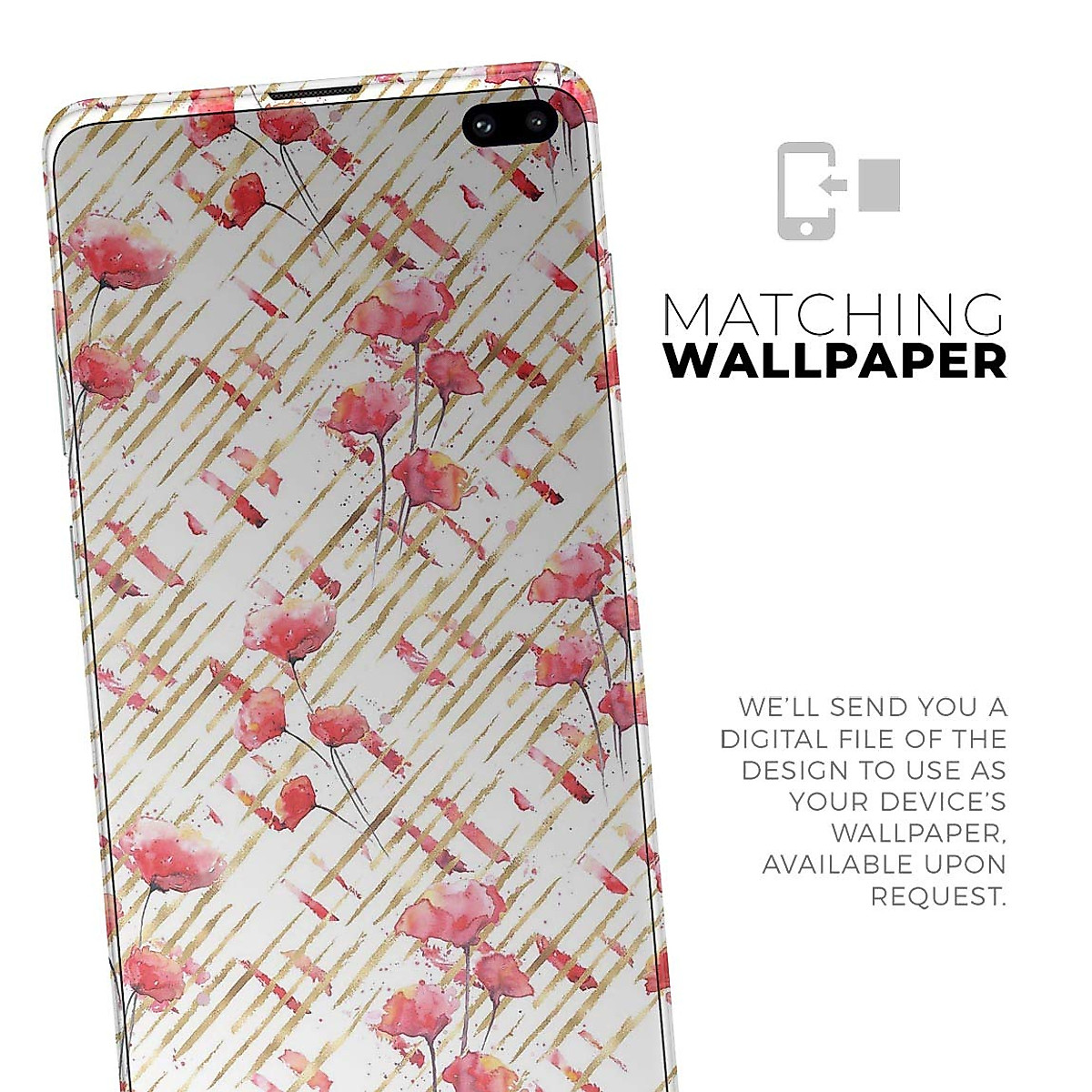 DesignSkinz Karamfila Watercolo Poppies V13 Protective Vinyl Decal Wrap Skin Cover Compatible with The Samsung Galaxy S20 (Screen Trim & Back Glass Skin)