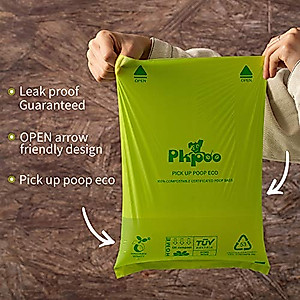 Pkpoo Compostable Poop Bags Certified, 240 Plant-Based Poop Bags for Dogs, Unscented Doggie Waste Bags - Vegetable-Based Extra Thick with 100% Leak-Proof, Green Dog Poo Bags