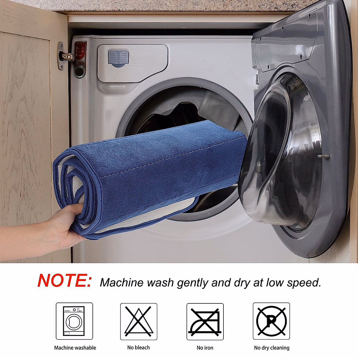 uxcell Memory Foam Bath Mat, Absorbent Runner Kitchen Rug, Soft and Comfortable Runner Floor Mat for Kitchen Bathroom Floors 16" x 47", Blue