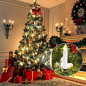 Homemory 20 PCS LED Window Candles with Remote Timer, Battery Operated Flameless Taper Christmas Candles Light with Clips/Suction Cups, Flickering Warm White Light, Dia 0.7''x 4''