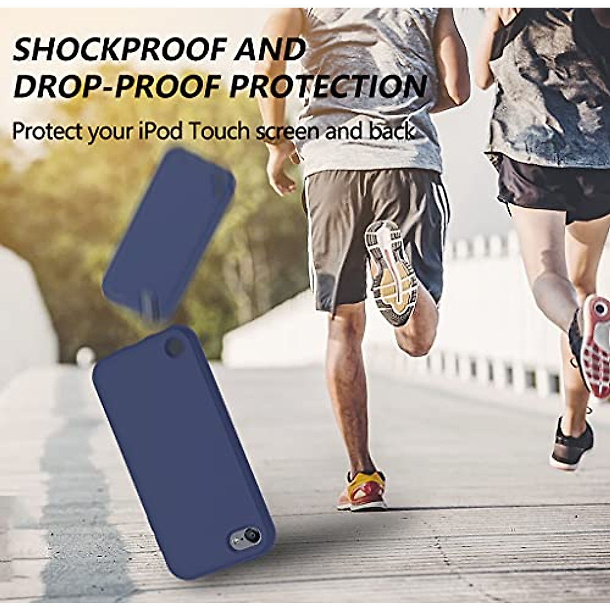 iPod Touch 7th/6th/5th Generation Case, iPod Touch Case, Shockproof Silicone Case [with Built in Screen Protector] Full Body Heavy Duty Rugged Defender Cover Case for iPod Touch 7/6/5 (Blue)