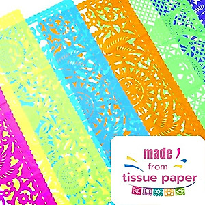 Mexican Table Runners, 6 Pack, Papel picado, 39x20 Inches, Bohemian Table Decorations, Mexican Party Theme, Cinco de Mayo, Mexico Wedding,