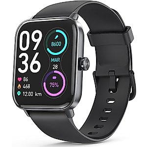 Hoowel Smart Watch for Men and Women - Alexa Built-in Smartwatch with Heart Rate, Sleep and Blood Oxygen Monitor,24/7 Heart Rate Auto Image Correction, Portable Smartwatch Dynaudio Speakers (Black)