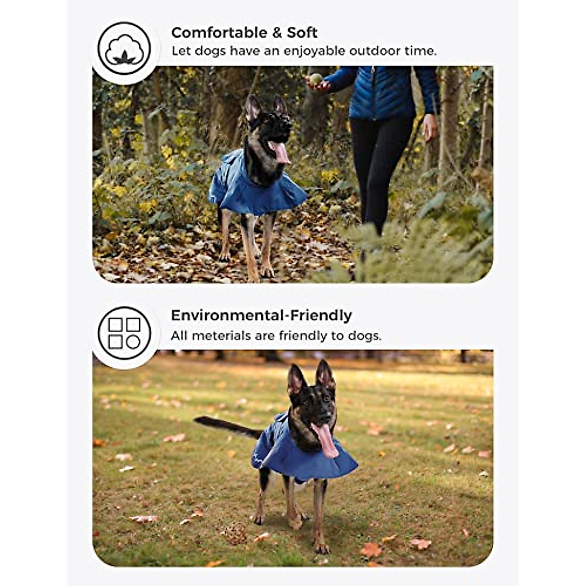 Wantdo Large Dog Padded Rain Jacket Waterproof Warm Winter Jacket Refletive Size 23 Blue