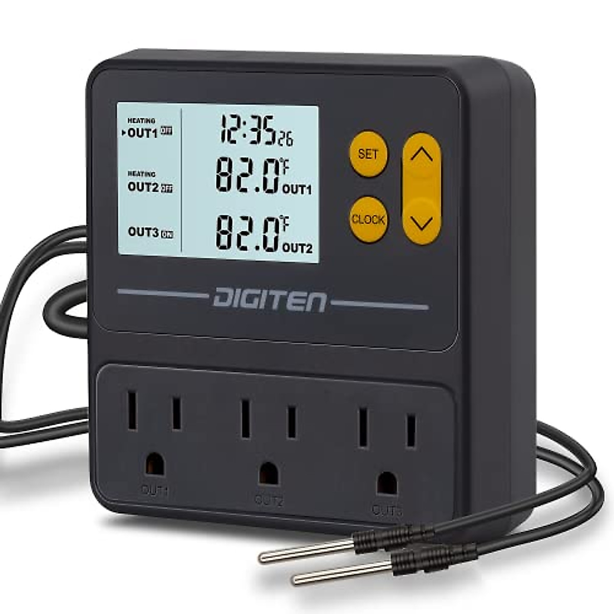 DIGITEN Temperature Controller with Timer Reptile Thermostat Timer Day Night Thermostat Outlet Greenhouse Thermostat Cooling Heating Mode Temperature Controlled Thermostat for Mushroom Fermentation